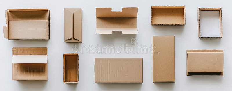 Various Cardboard Boxes for Packaging and Shipping Stock Illustration ...