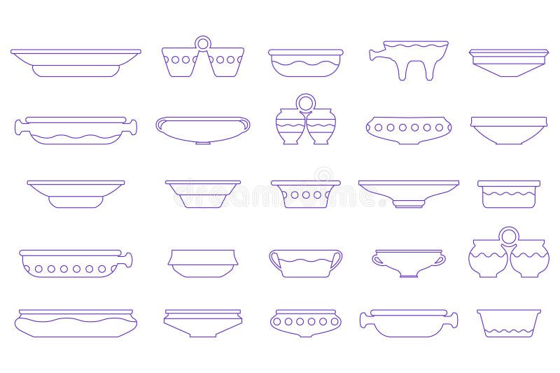 Various Ceramic Plate. Icon Side View. Vector Icon Illustration Dish ...