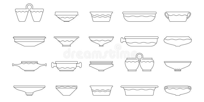 Various Ceramic Plate. Vector Icon Illustration Craft Dish. Pottery ...