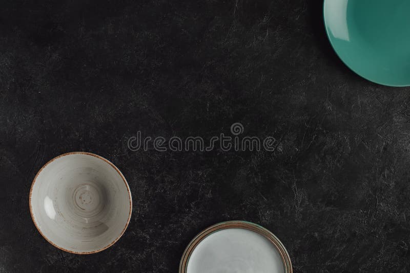 Top View of Various Arranged Ceramic Plates Stock Photo - Image of ...