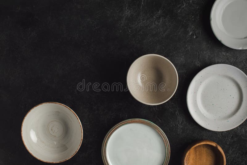 Top View of Various Arranged Ceramic Plates Stock Image - Image of ...