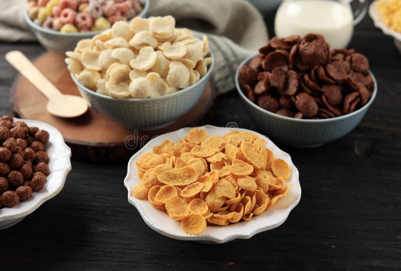 Various Cereal Flakes stock image. Image of snack, assorted - 305598645