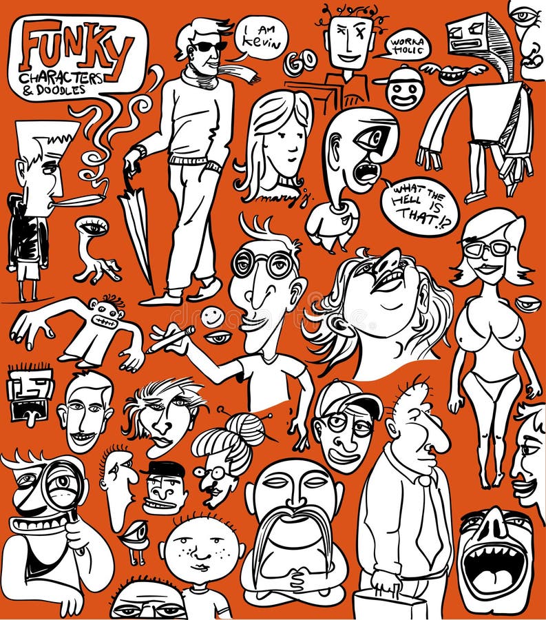 Funky Various Character Drawings Stock Illustrations – 2 Funky Various ...