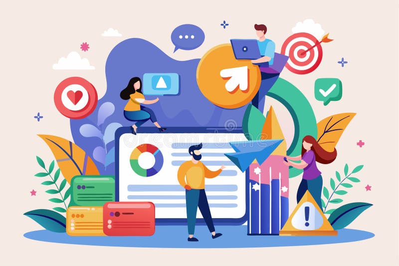 Various Characters Engage with Digital Tools To Create Social Media ...