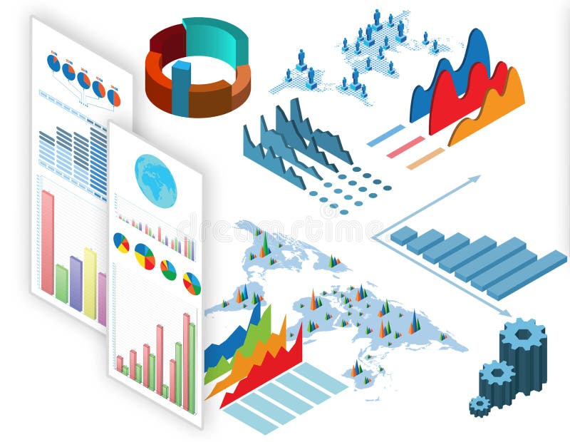 Various Charts and Graphs - 3d Rendering Stock Illustration ...