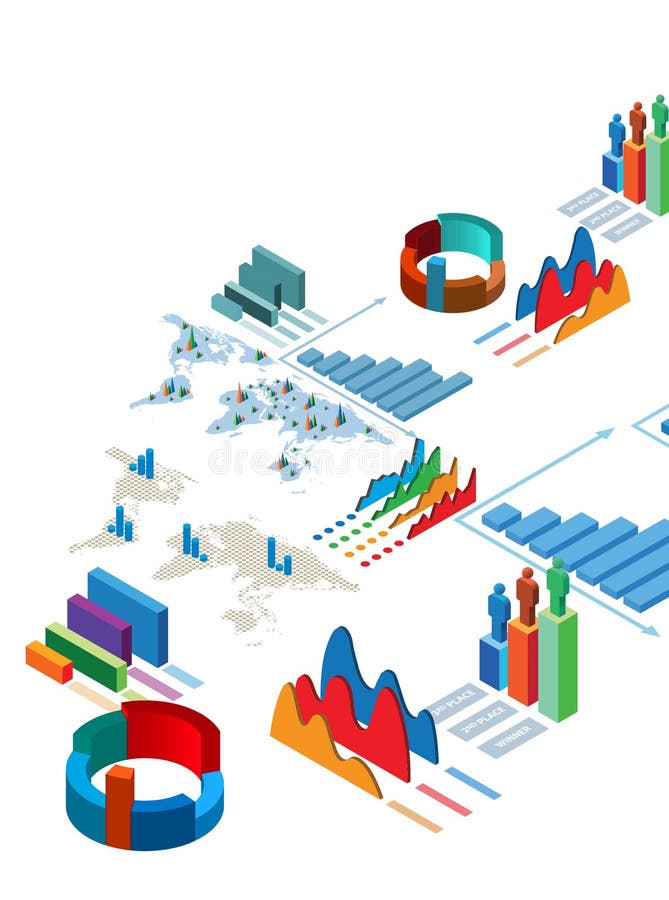 Various Charts and Graphs - 3d Rendering Stock Illustration - Illustration of business, money ...