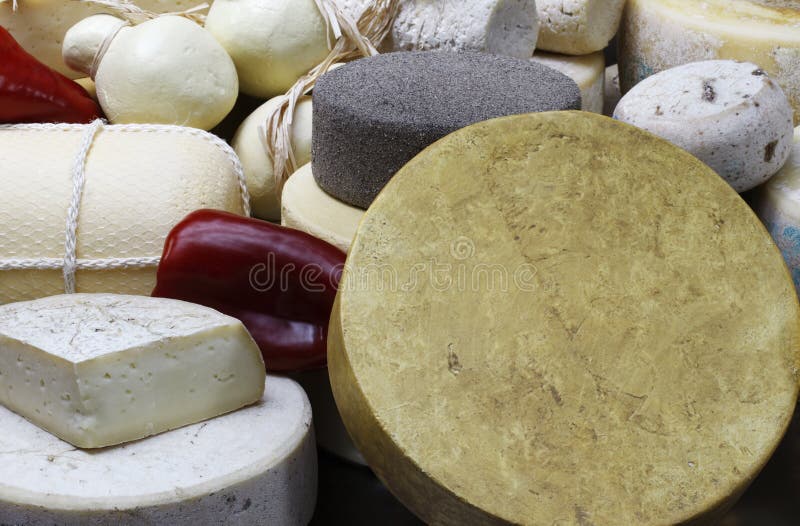 Various cheeses on display stock image. Image of board - 37684897