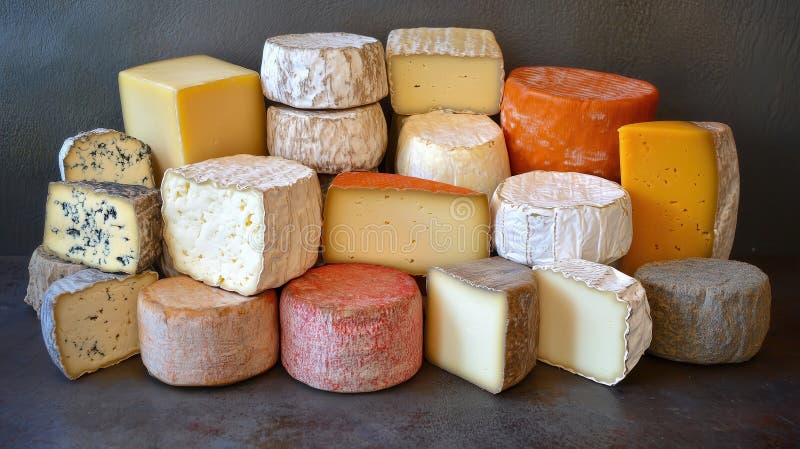 Various Cheeses Showing Different Textures and Colors Creating an ...