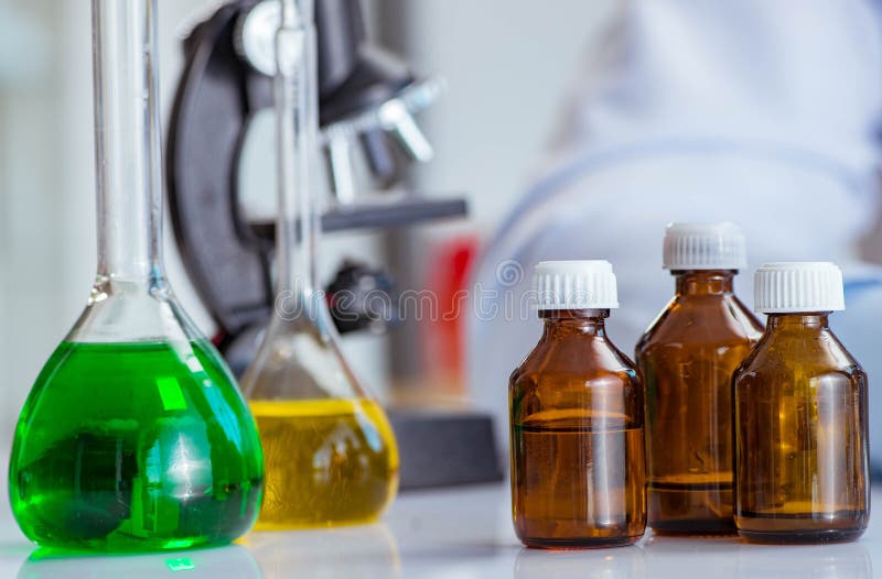 The Various Chemical Solutions in the Lab Stock Photo - Image of ...