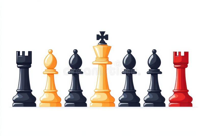 Various Chess Pieces Arranged in Two Rows Emphasizing the Contrast of ...