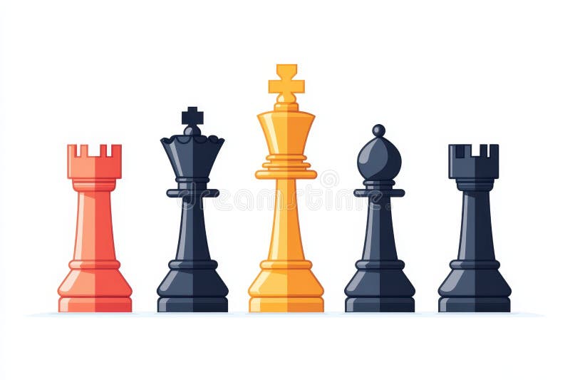 Various Chess Pieces Arranged in Two Rows Emphasizing the Contrast of ...