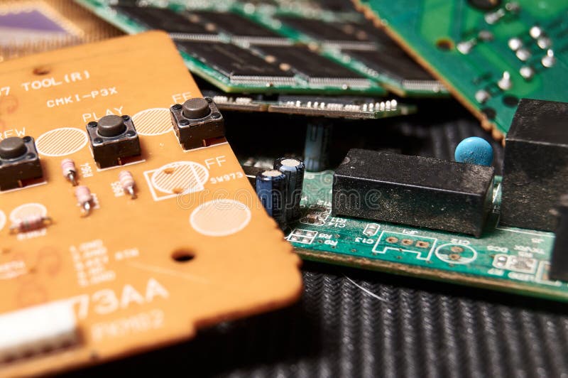 Various Chips, Digital Boards. Components of Technical Devices in ...