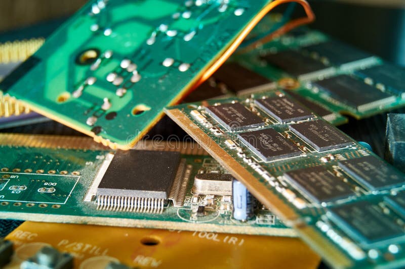 Various Chips, Digital Boards. Components of Technical Devices in ...
