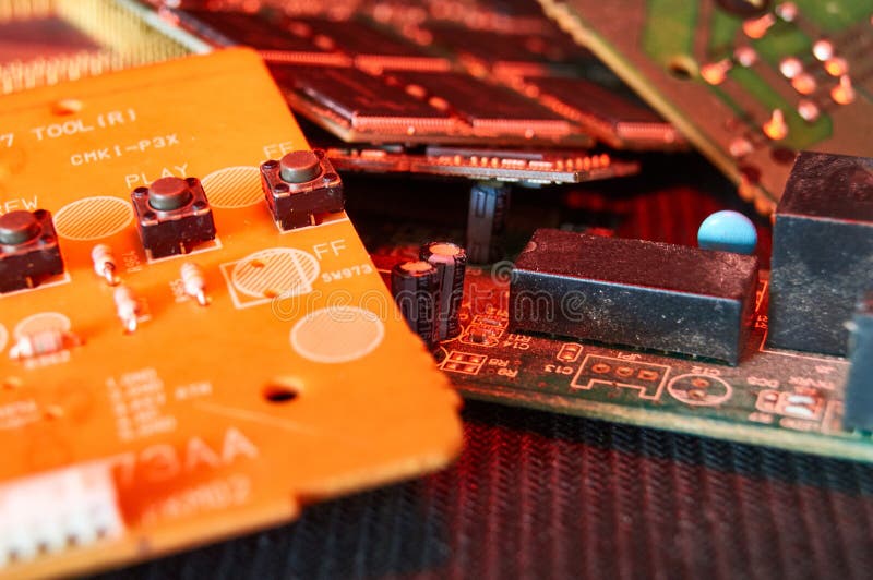 Various Chips, Digital Boards. Components of Technical Devices in ...
