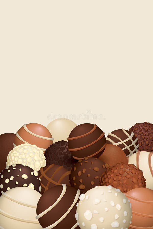 Various Chocolate Balls on Cream Vertical Background Stock Illustration - Illustration of cream ...