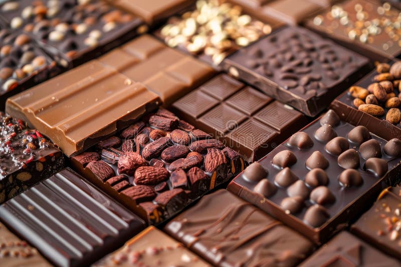 A Various Chocolate Bars in Different Flavors and Types Stock ...