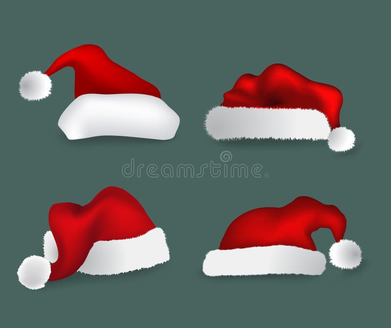 Various Christmas Caps. Vector Collection Stock Vector - Illustration ...