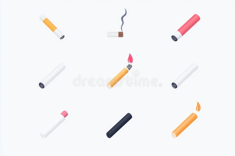 Various Cigarette Types on White Background Stock Image - Image of ...
