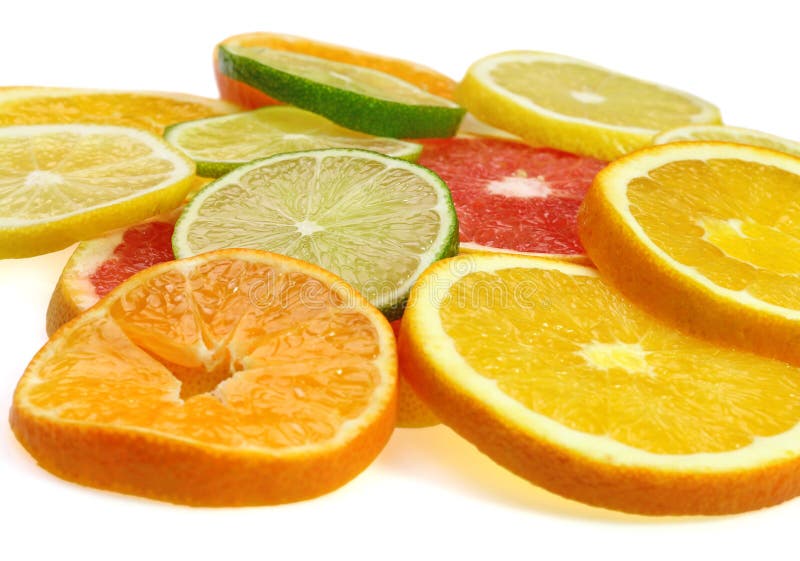 Various Citrus Fruit Slices Stock Photo - Image of trimmed, isolated ...