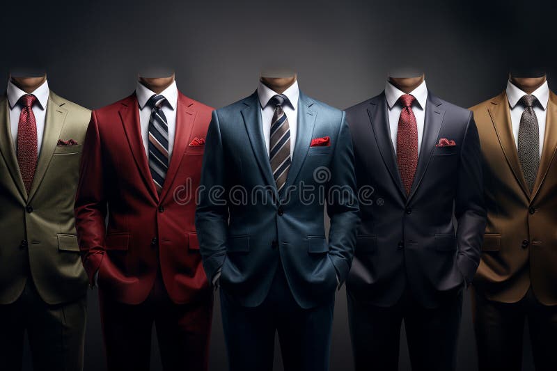 Various Classic Man Suits Background. Generative AI Stock Illustration ...
