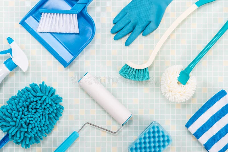 Various Cleaning Tools and Tile Stock Photo - Image of fresh, tile ...