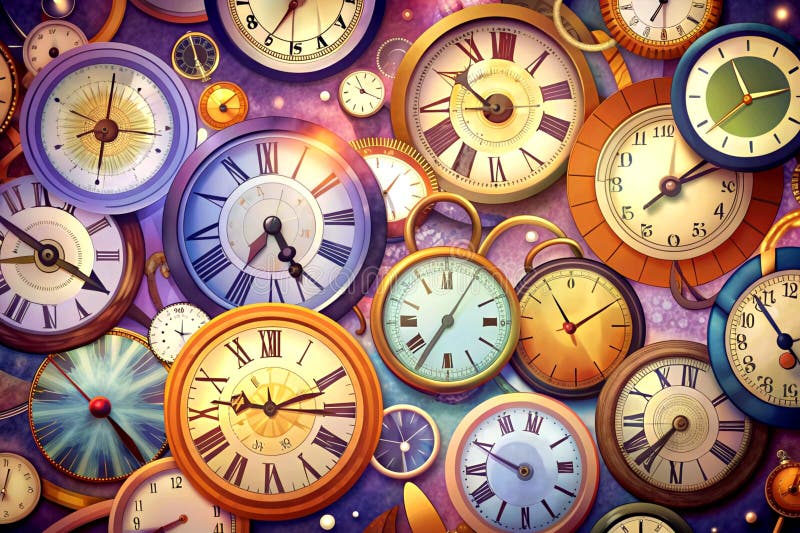 Various Clocks with Hands and Dials.Time and Eternity Stock ...