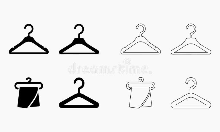 Various Clothing Hangers in Solid and Outline Styles Stock Illustration ...
