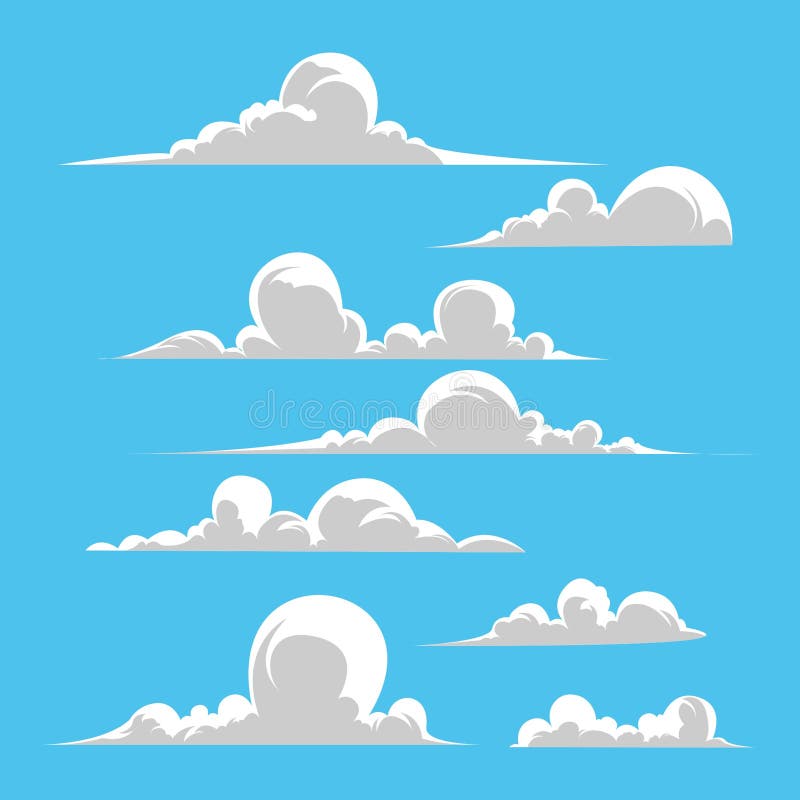 Various Cloud Shapes Illustration Bundle Stock Vector - Illustration of ...