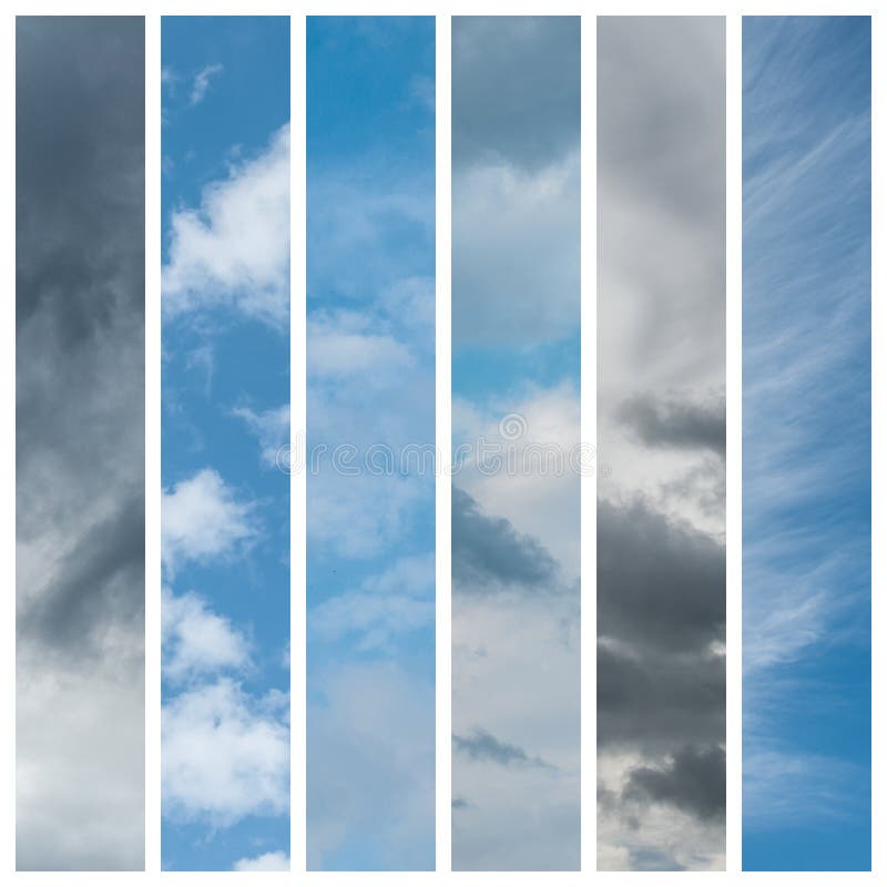 Various cloudy sky collage stock image. Image of beauty - 105008231