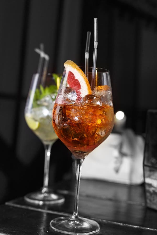 Various Cocktails on the Bar in the Cafe, Restaurant Stock Photo ...