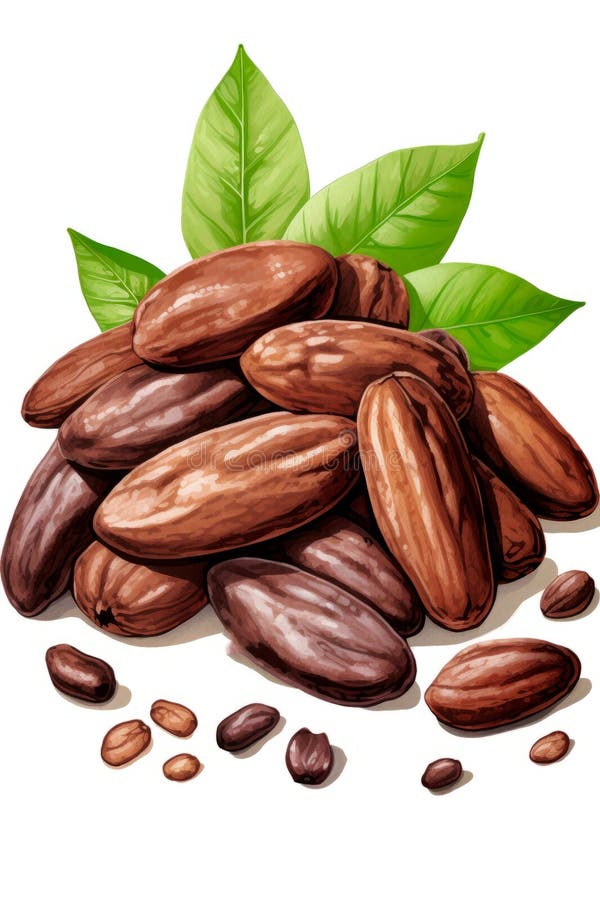 Various Cocoa Pods, Cocoa Beans and Leaves Isolate on a White ...