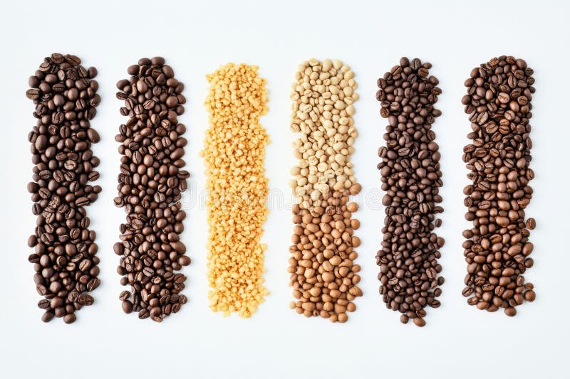 Various Coffee Beans Display Their Unique Colors and Textures on a ...
