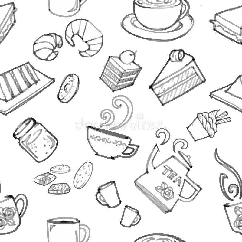 Tea Coffee Cake Line Drawing Stock Illustrations – 727 Tea Coffee Cake ...