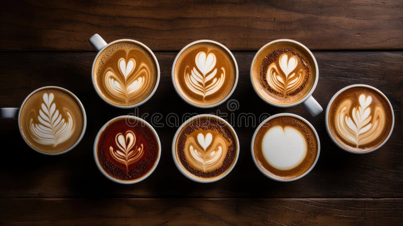 Various Coffee Cups with Different Coffee Types Stock Illustration ...