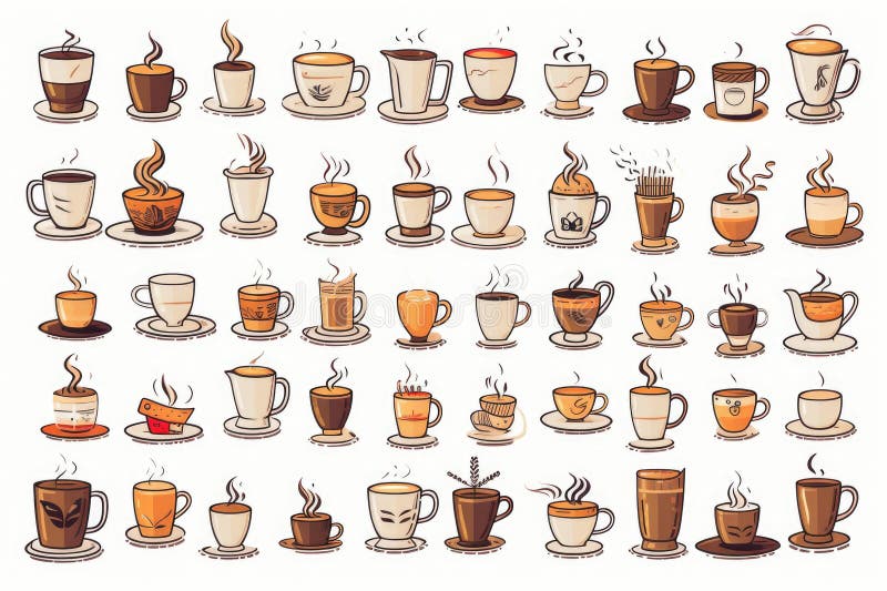 Various Coffee Cups and Saucers, Perfect for Coffee Shop Menus or ...