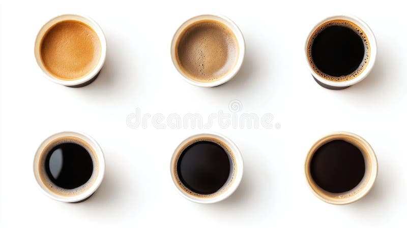 Various Coffees on White Surface Stock Image - Image of milk, varieties ...