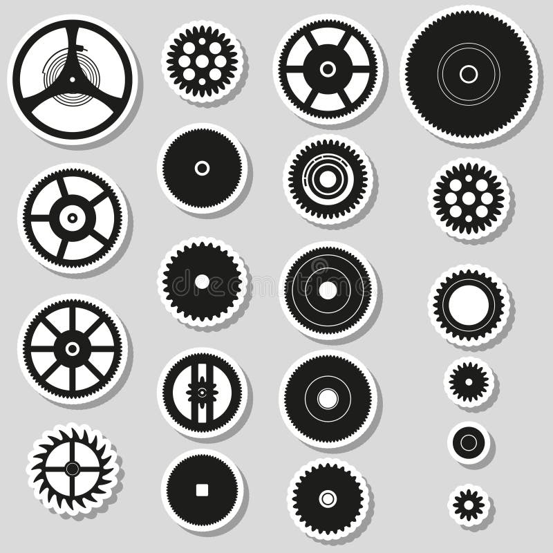 Various Cogwheels Parts of Watch Movement Doodle Icons Stock Vector ...