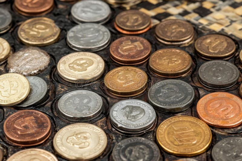 Various Coins Displayed on Dark Surface with Numismatic Theme Stock ...
