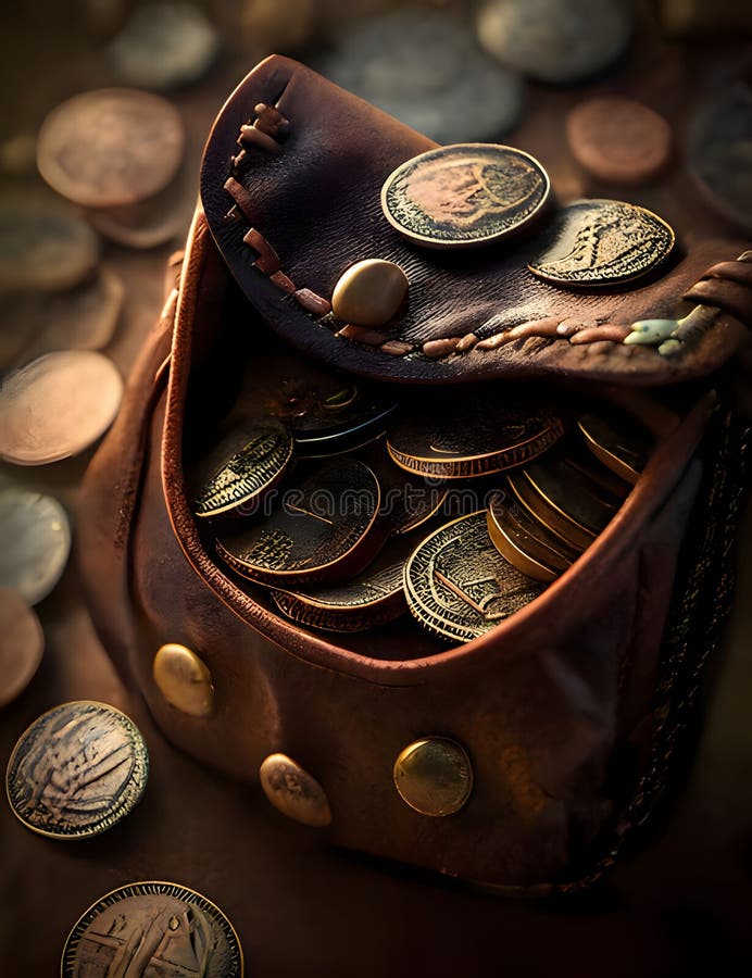 Various Coins in a Small Pouch. a Pile of Coins Stock Vector ...