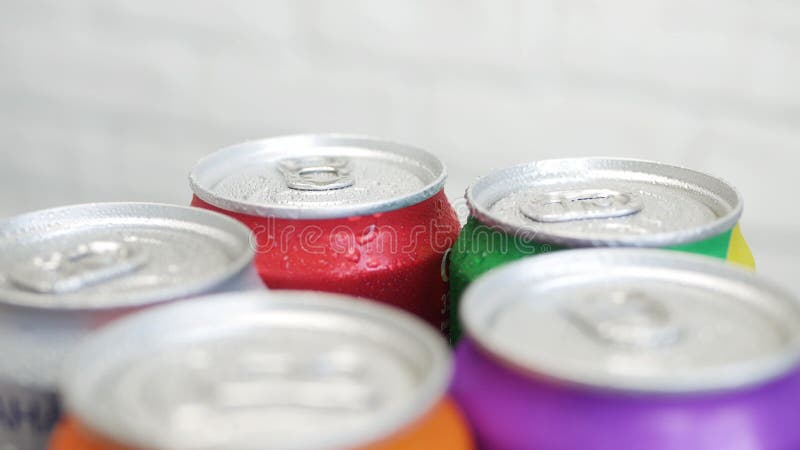 Various Cold, Sweet, and Carbonated Refreshing Drinks. Shooting with ...