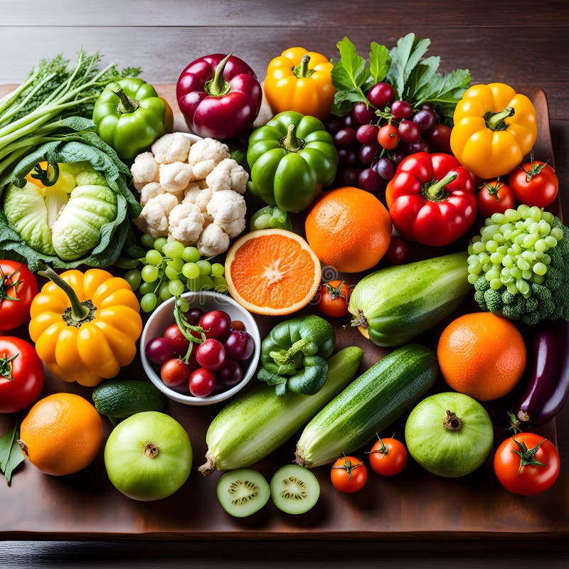 Various Collection of Fruits and Vegetables Stock Illustration ...