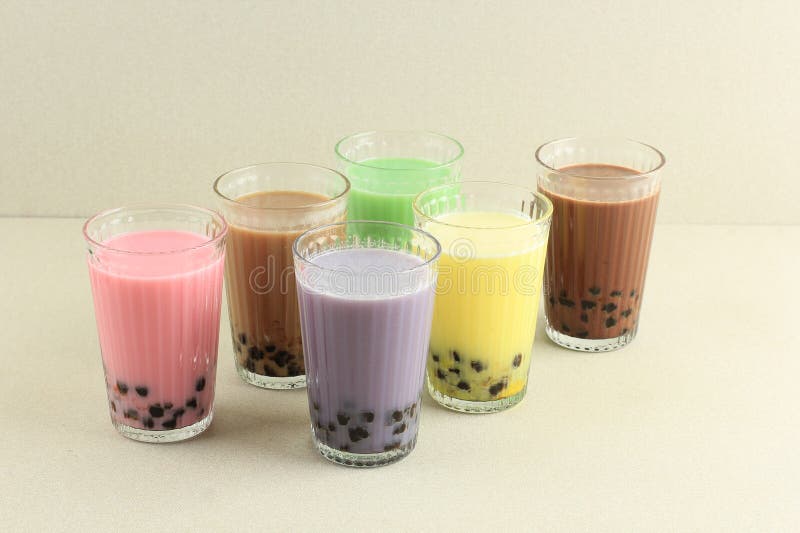 Various Color of Boba Milk Tea Pearl Refreshment Drink Stock Photo ...