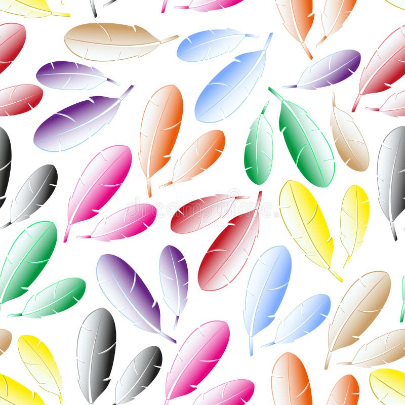 Various Color Feathers Symbols Seamless Pattern Stock Vector ...