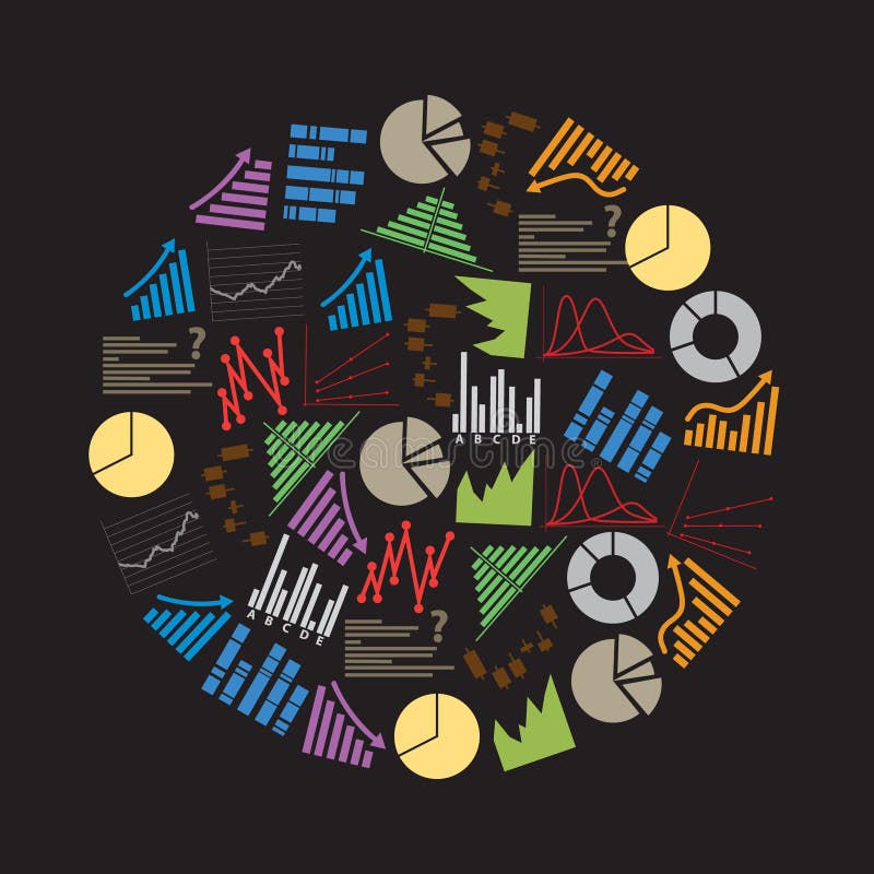 Various Color Graphs Icons in Circle Eps10 Stock Vector - Illustration ...