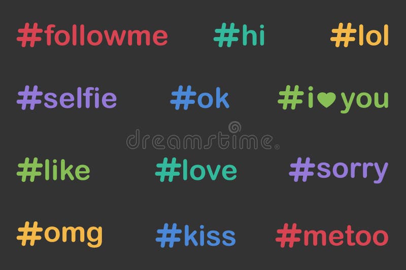 Various Color Hashtags Isolated Stock Vector - Illustration of message ...