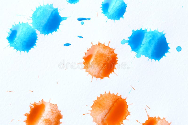 Various Color Paint Drops on Paper, Causing Dispersion of Color Stock ...