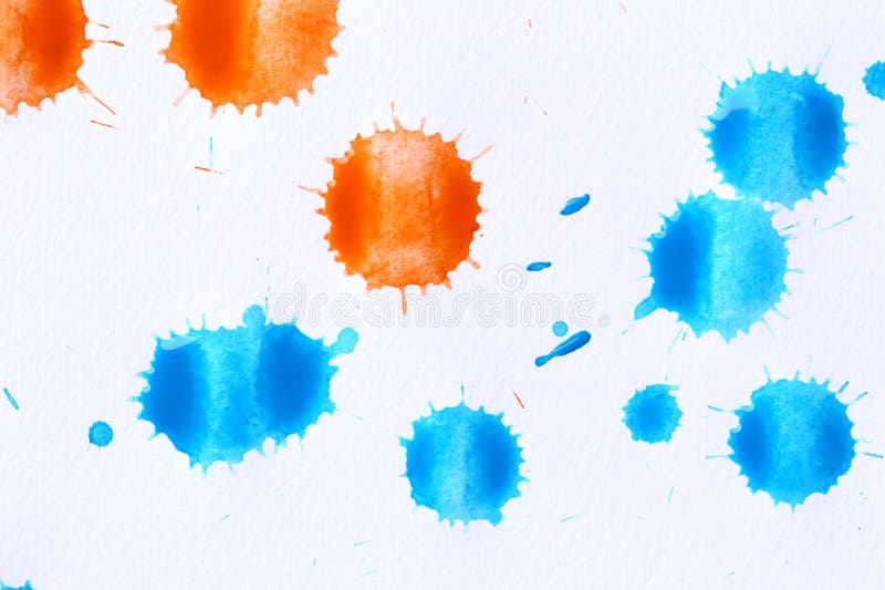 Various Color Paint Drops on Paper, Causing Dispersion of Color Stock ...