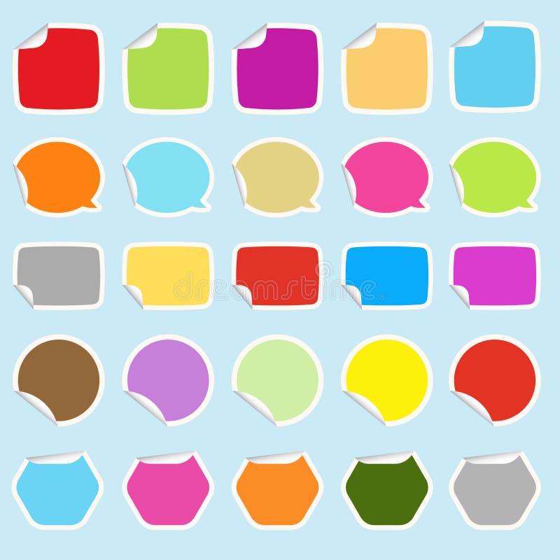 Various Color and Shape of Blank Sticker Collection Stock Vector ...