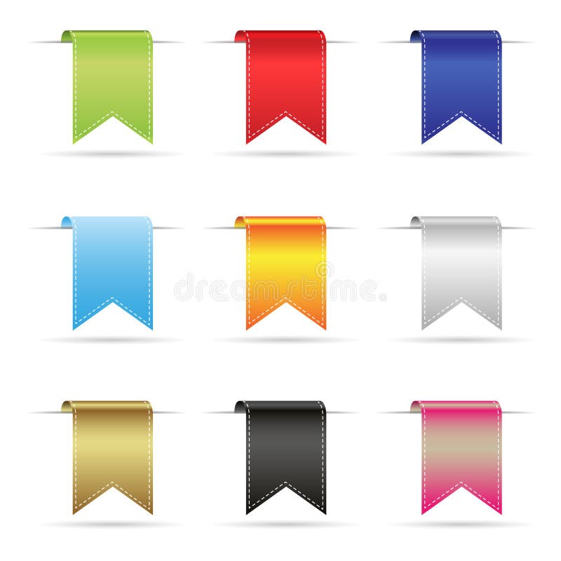 Various Color Shiny Curved Hanging Ribbon Banners Set Eps10 Stock ...