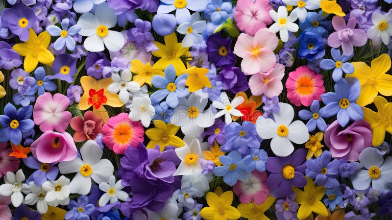 Various Spring Flowers Background Stock Illustration - Illustration of ...